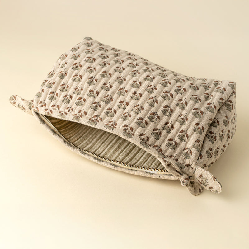 Quilted Cotton Block Print Pouch – Silver Lotus Winnipeg