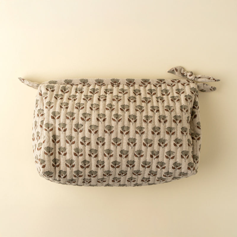 Quilted Cotton Block Print Pouch – Silver Lotus Winnipeg