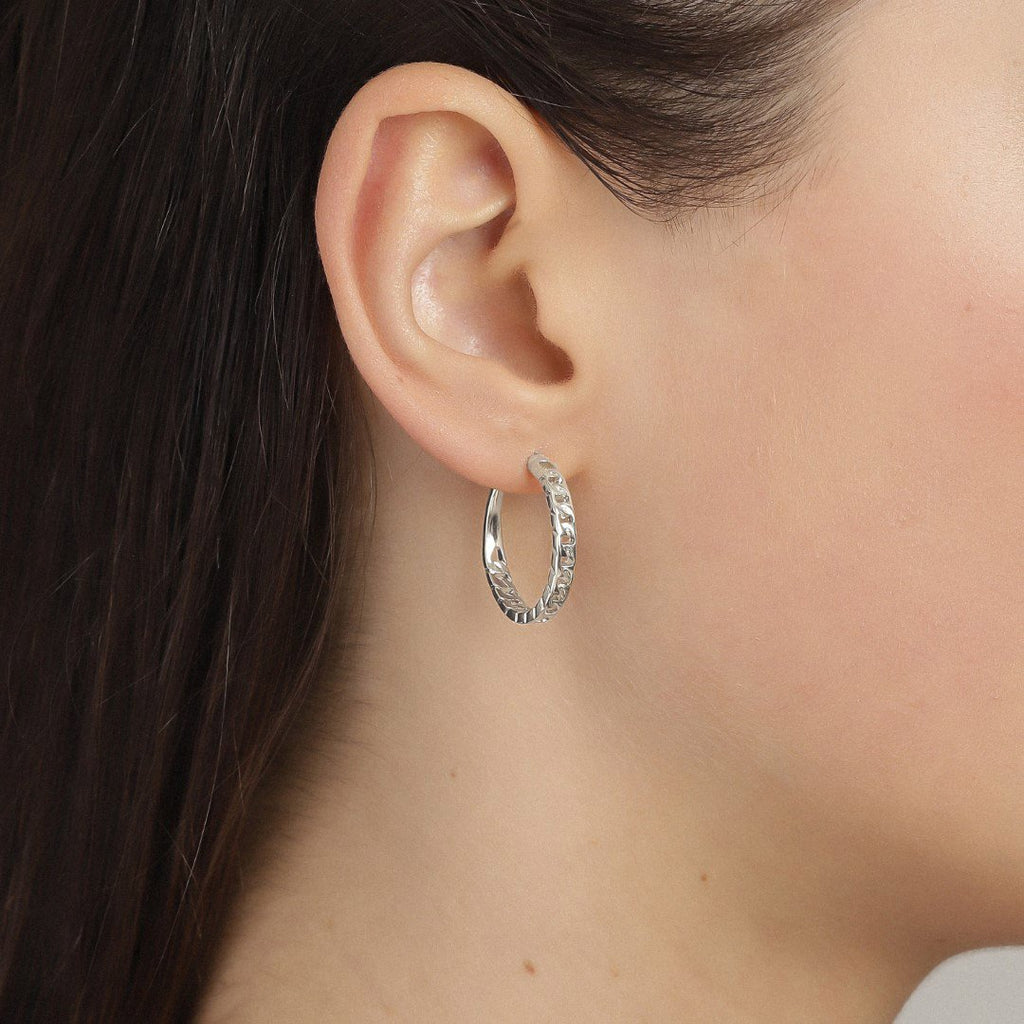 Yggdrasil Silver Plated Chain Hoops – Silver Lotus Winnipeg